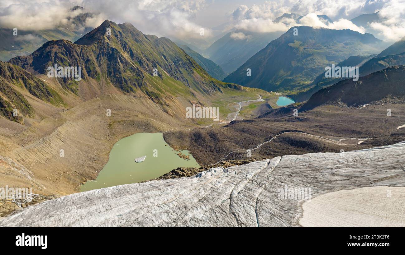 Aerial view of sulzenau lake, stubai alps peaks, summertime Stock Photo - Alamy