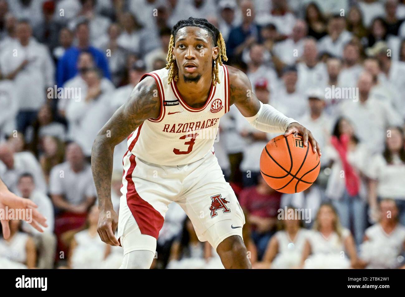 Arkansas guard El Ellis (3) against Duke during an NCAA college ...
