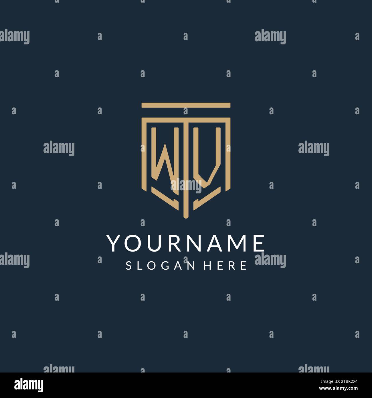 Initial WV shield logo monoline style, modern and luxury monogram logo ...