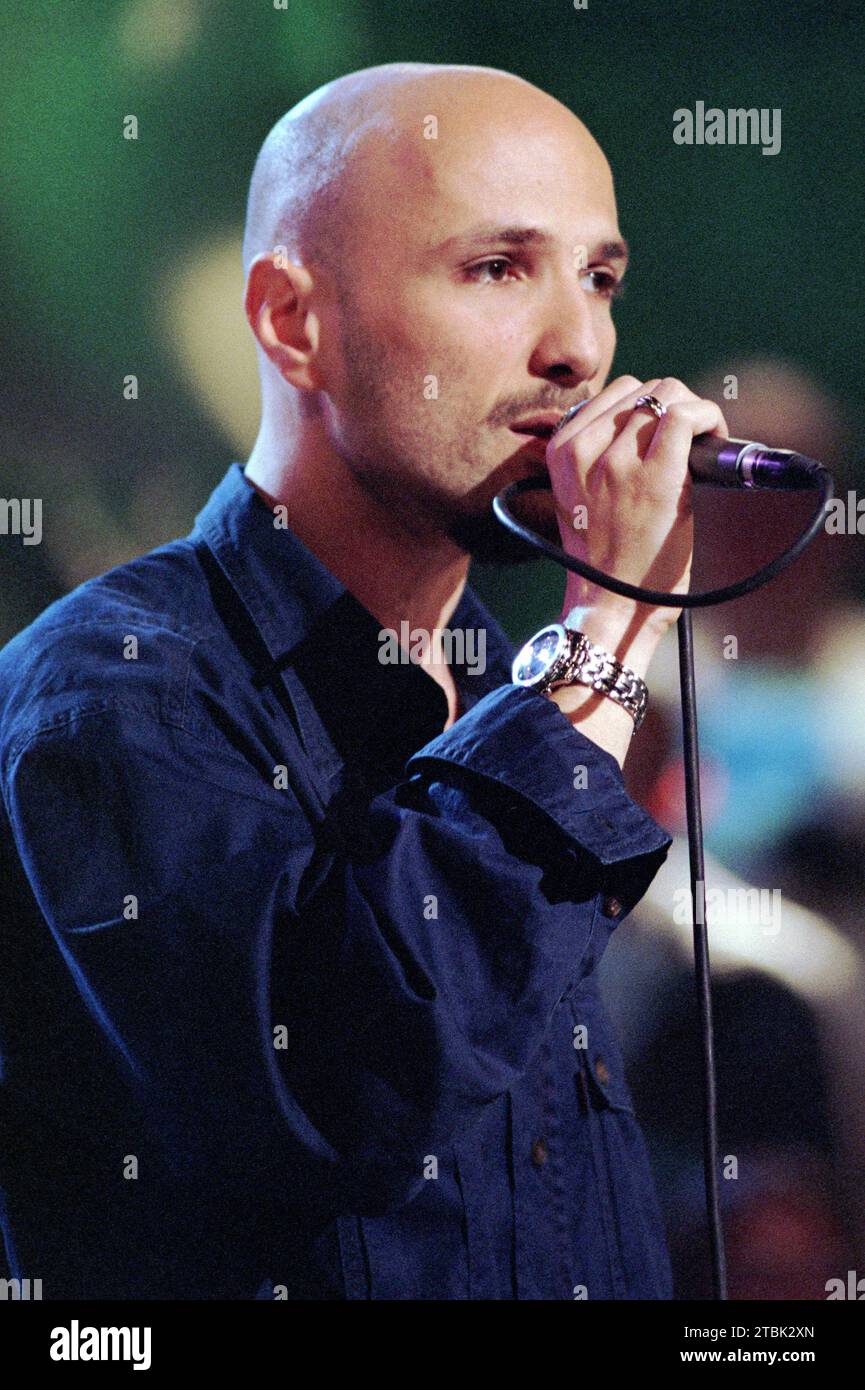 Milan Italy 08 May 1997 : Alex Baroni, Italian singer, during the live ...