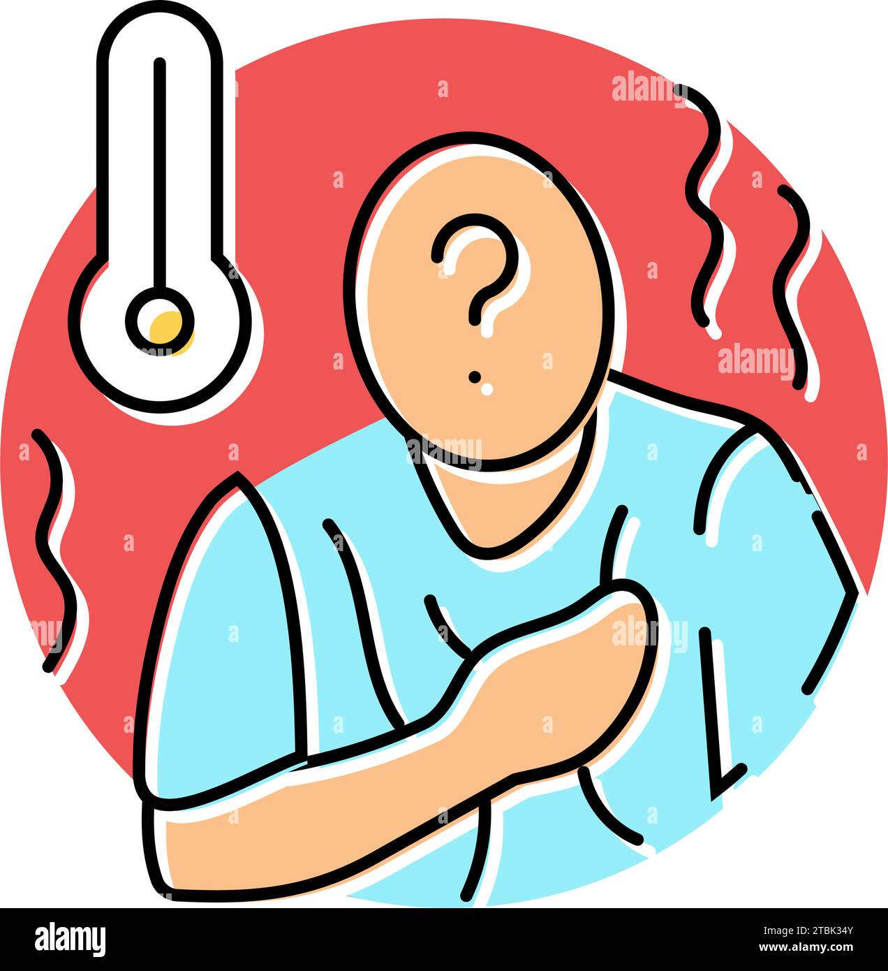 chronic fever no known cause disease symptom color icon vector ...