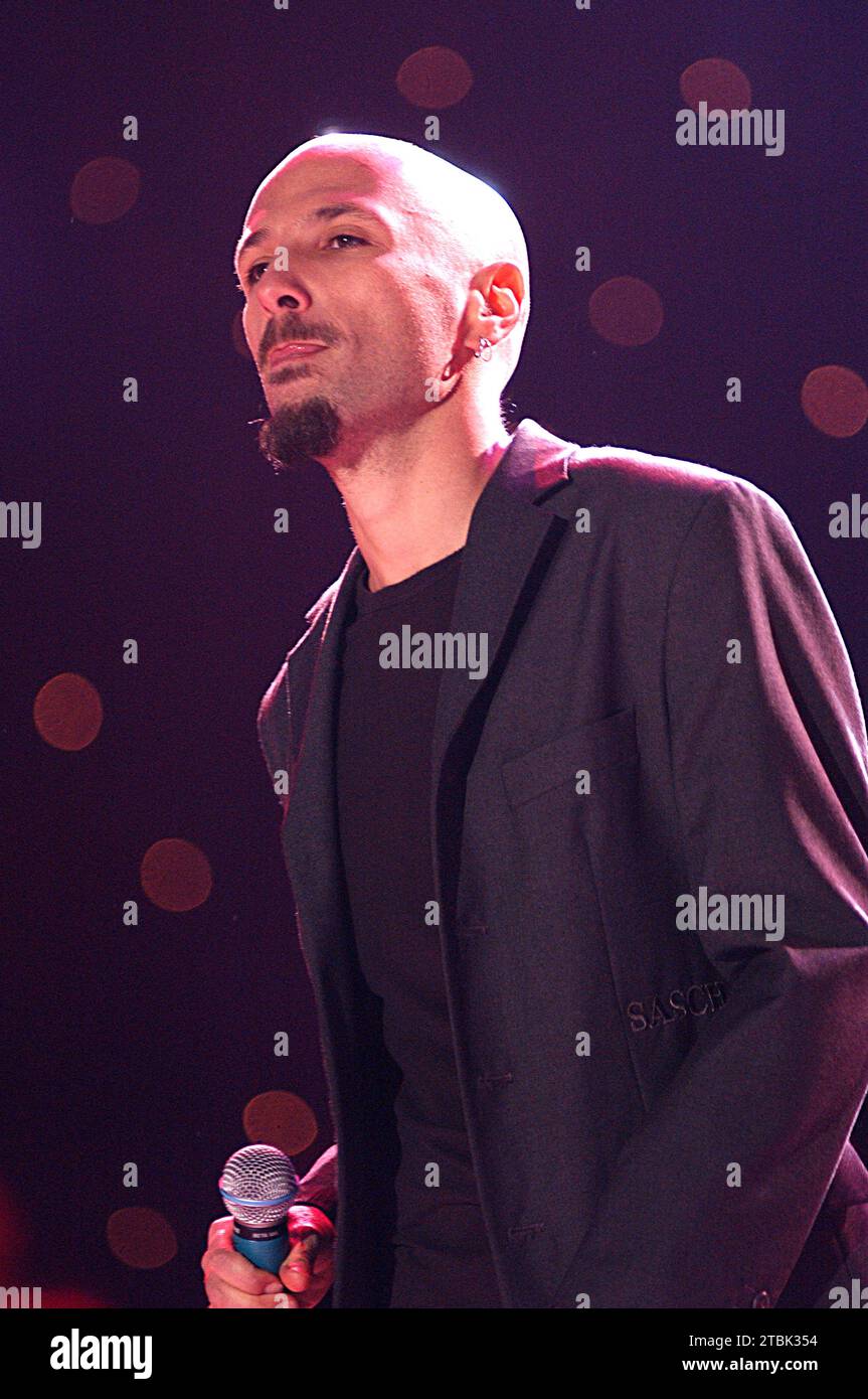 Milan Italy 2001-12-11: Alex Baroni, Italian singer, during the live ...
