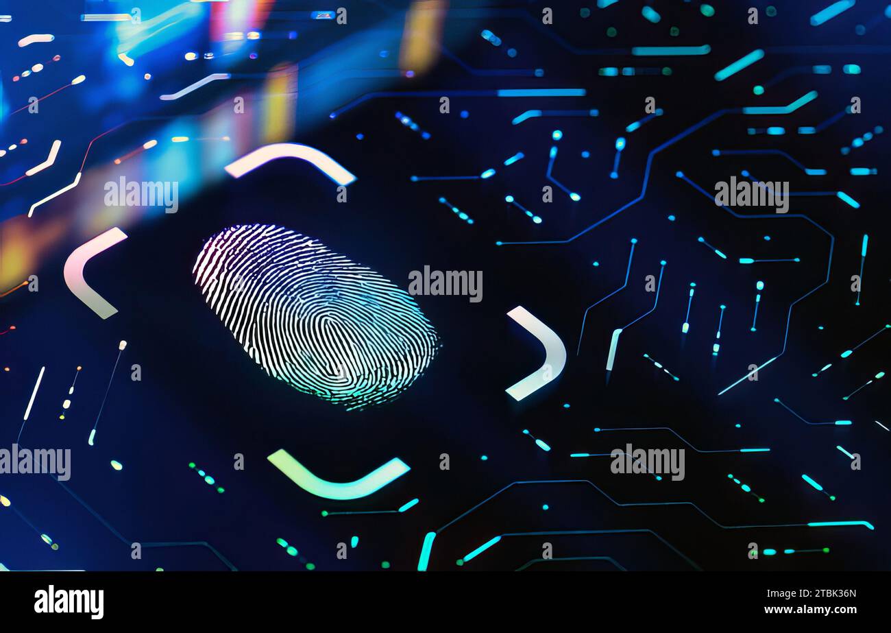 Fingerprint identity verification concept, criminal biometric research ...