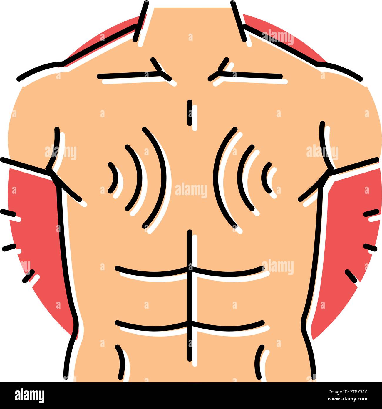 persistent chest pressure disease symptom color icon vector ...