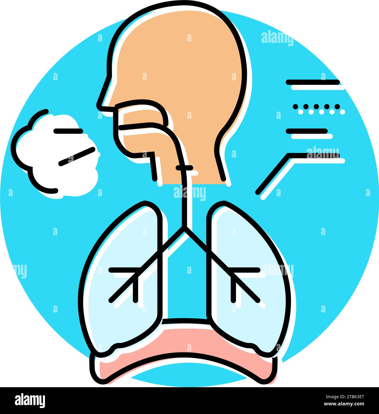 chronic cough disease symptom color icon vector illustration Stock ...