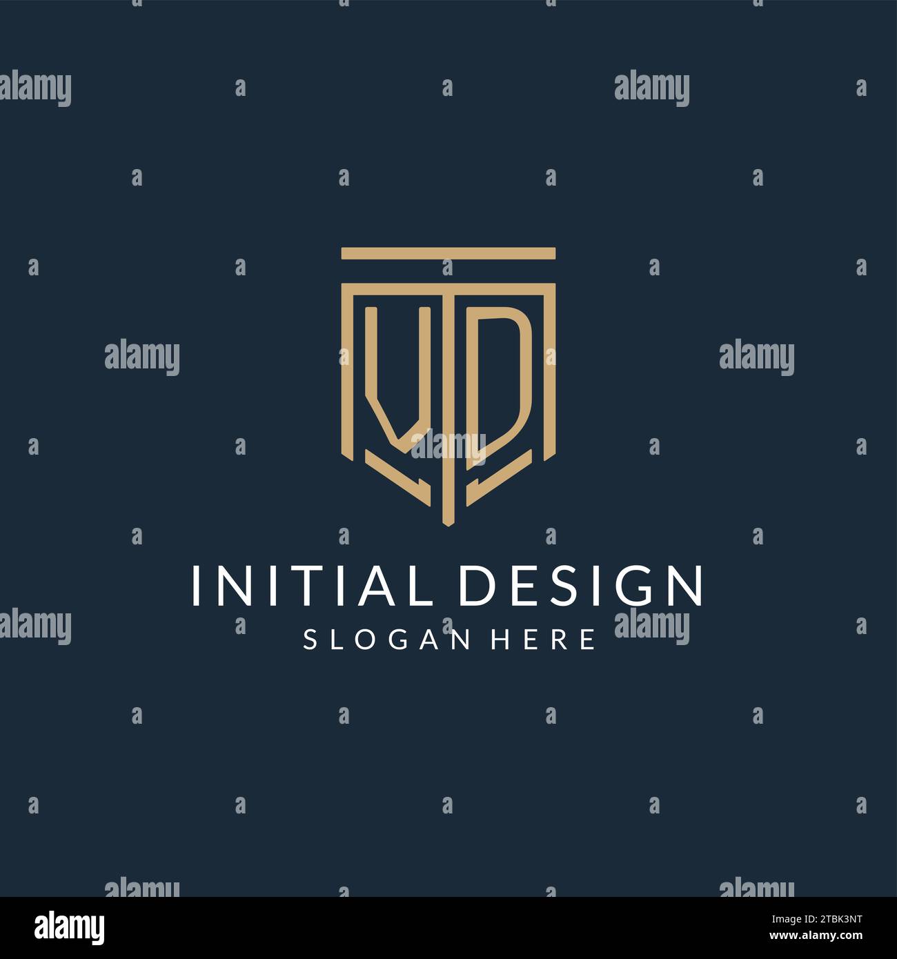 Initial VD shield logo monoline style, modern and luxury monogram logo ...