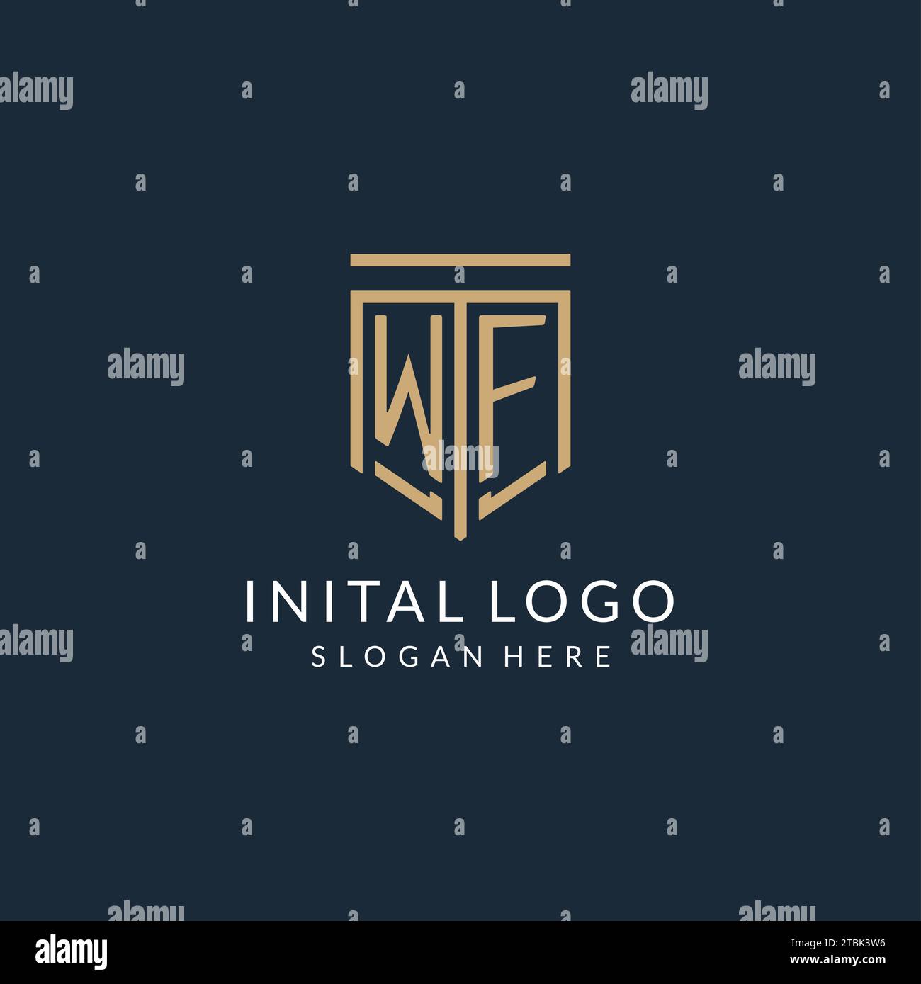 Initial WF shield logo monoline style, modern and luxury monogram logo ...