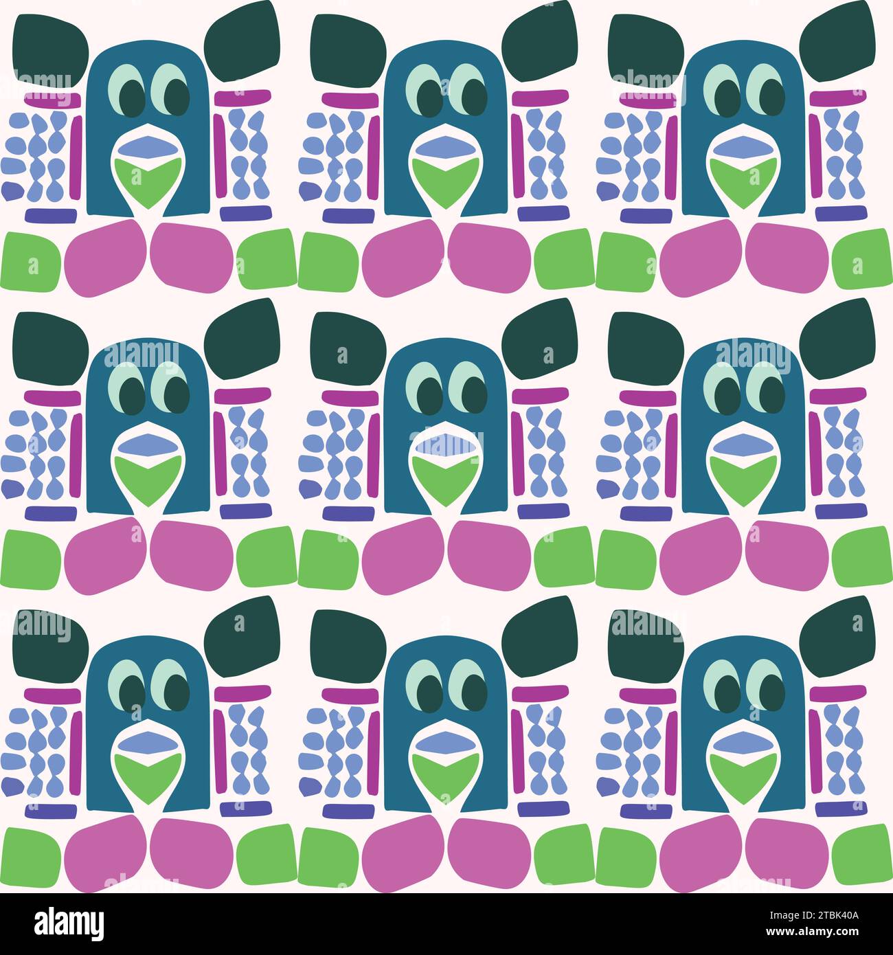 Cute kids blob monster graphic design doodle seamless vector pattern ...