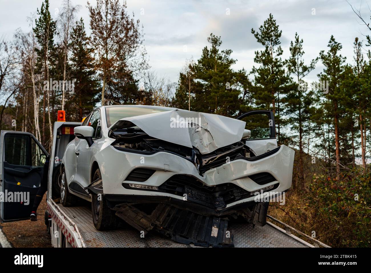 Ardino, Bulgaria - 2nd December, 2023 : Rental Vehicle crashed to tree ...