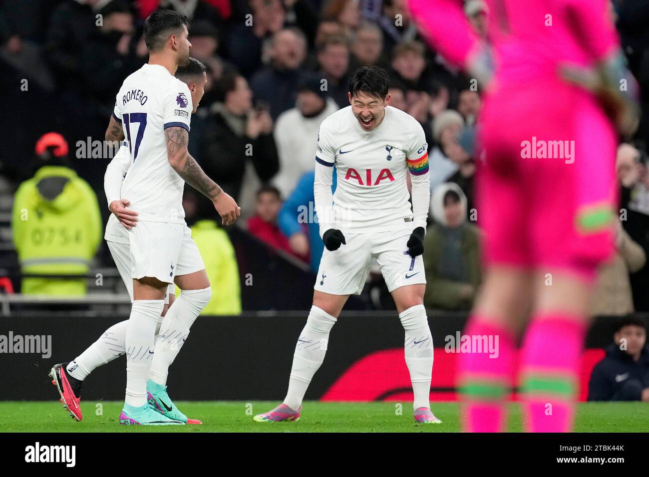 Tottenham's Son Heung-min celebrates after teammate Cristian Romero ...