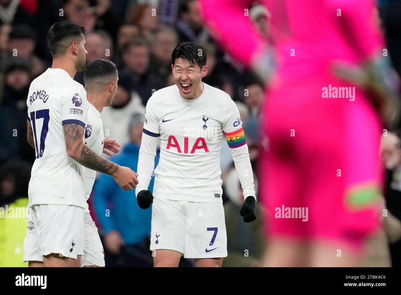Tottenham's Son Heung-min celebrates after teammate Cristian Romero ...