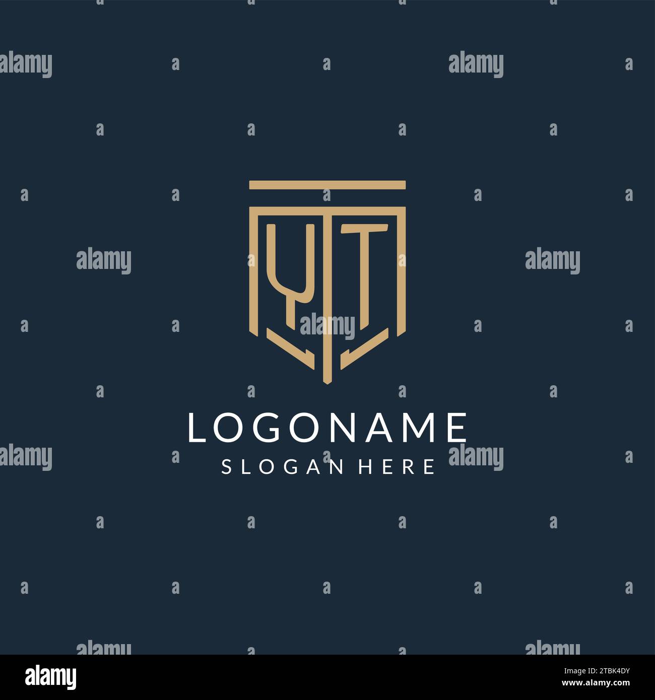 Initial YT shield logo monoline style, modern and luxury monogram logo design vector graphic ...