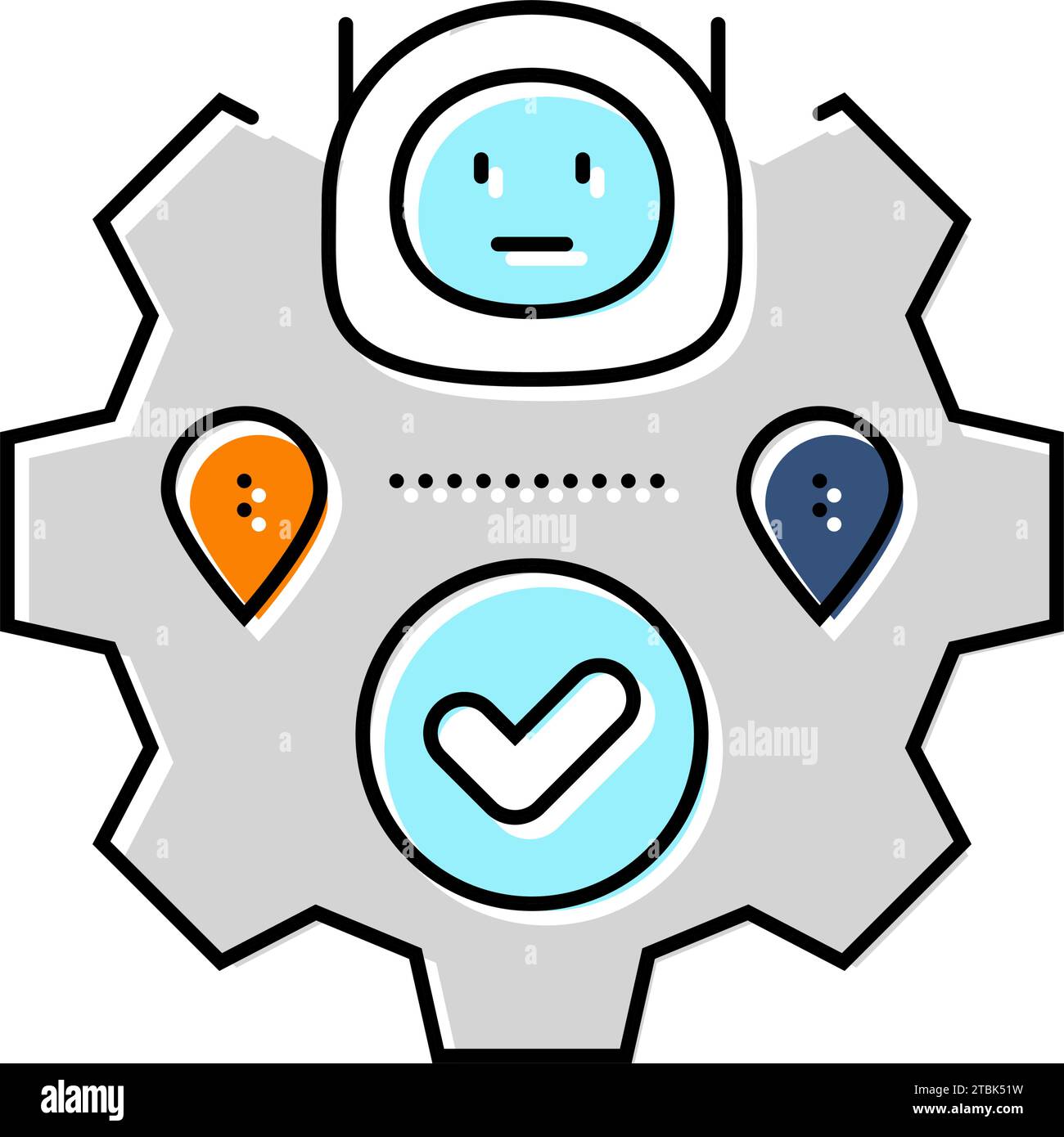 route optimization autonomous delivery color icon vector illustration ...