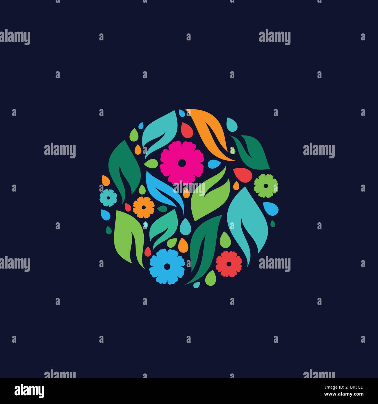 Colorful circle floral flower pattern logo design template. Vector ...