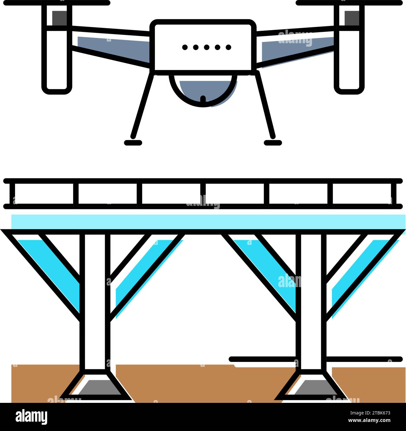 bridge inspection drone color icon vector illustration Stock Vector ...