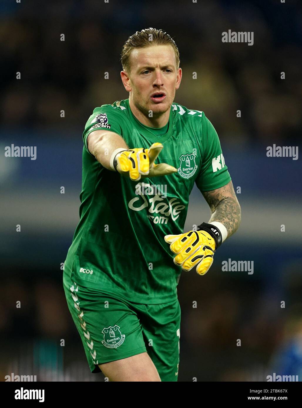 Everton goalkeeper Jordan Pickford during the Premier League match at ...