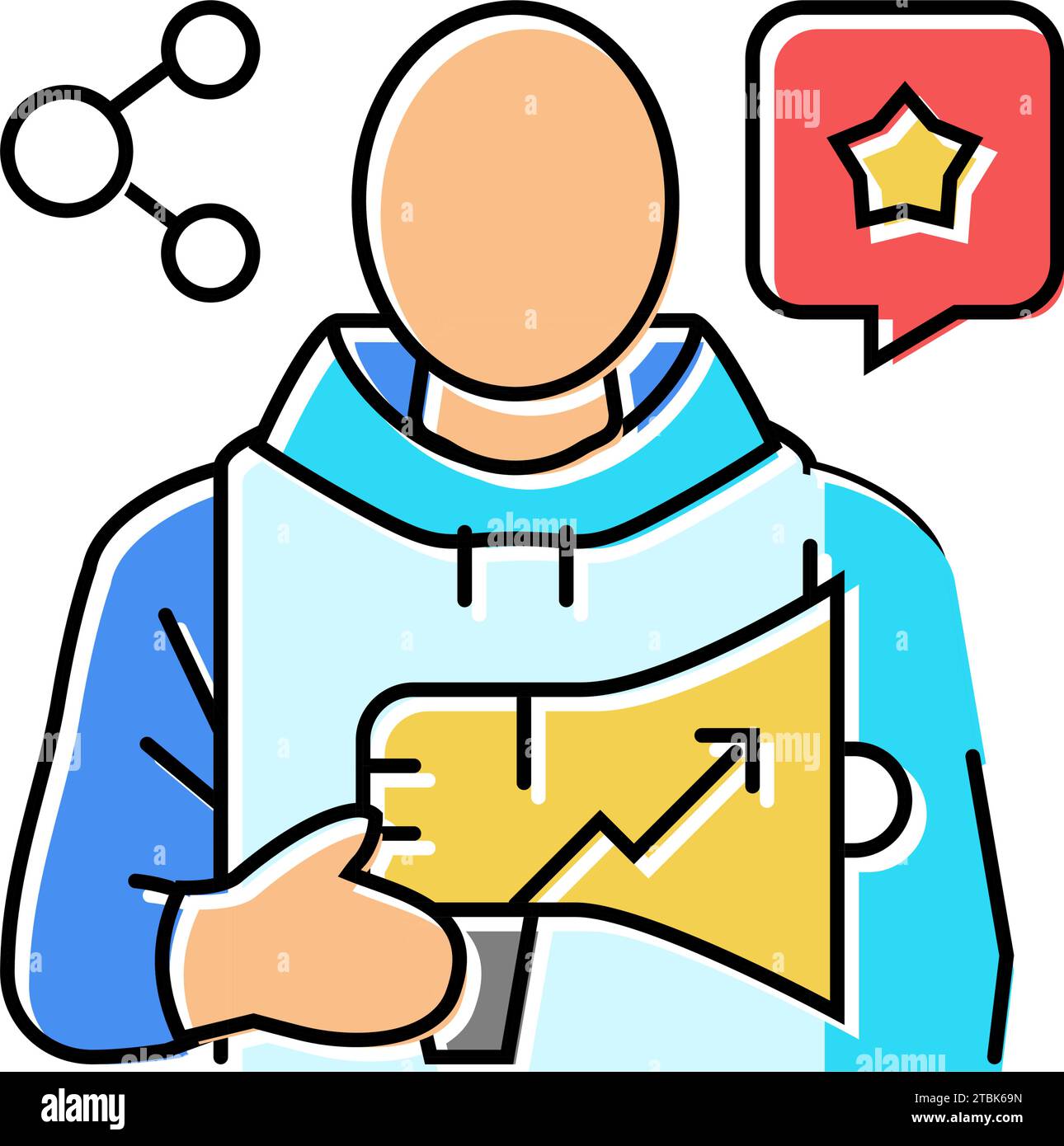 influencer collaboration social media color icon vector illustration ...