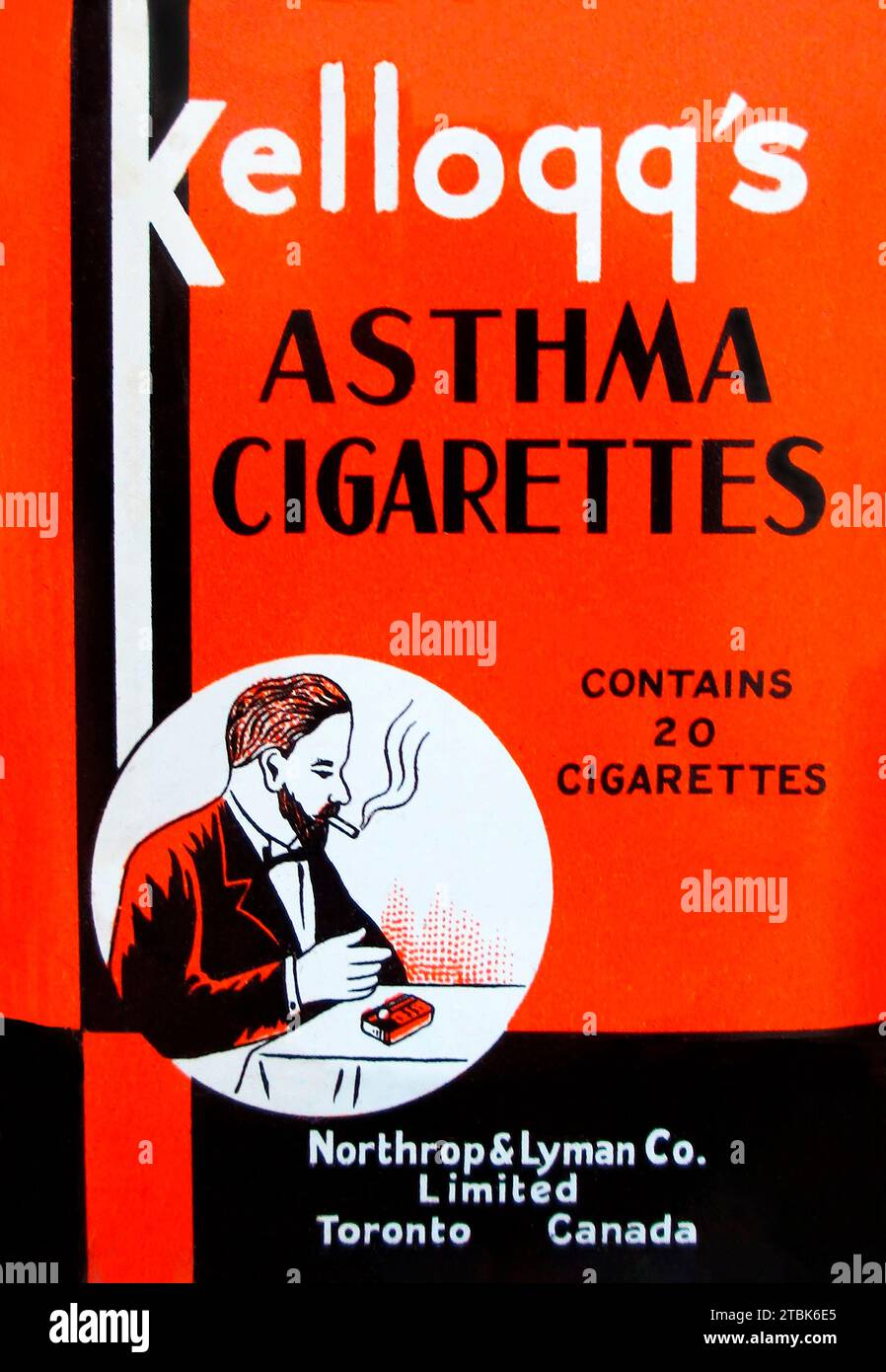 Art from a tin of Kellog's Asthma Cigarettes. They were esentially ...