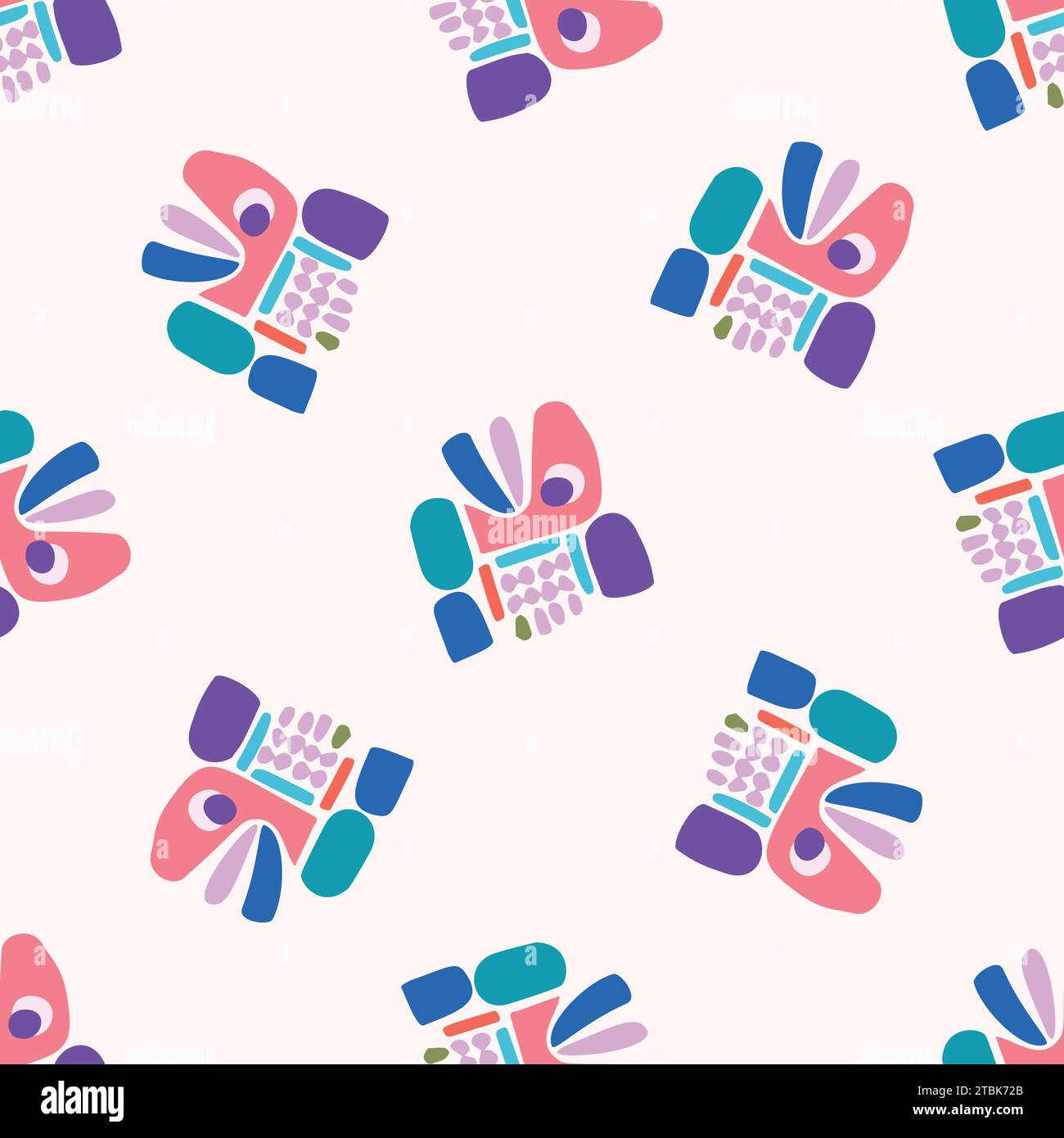 Cute kids blob monster graphic design doodle seamless vector pattern ...