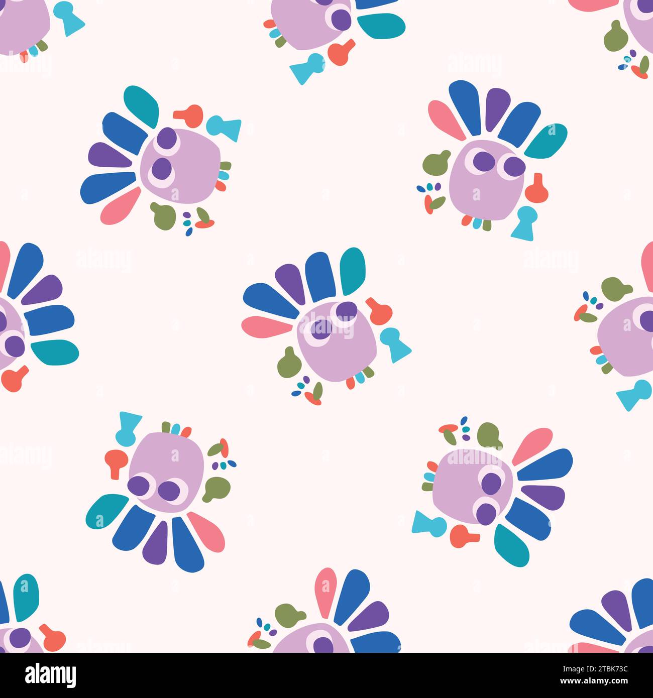 Cute kids blob monster graphic design doodle seamless vector pattern ...