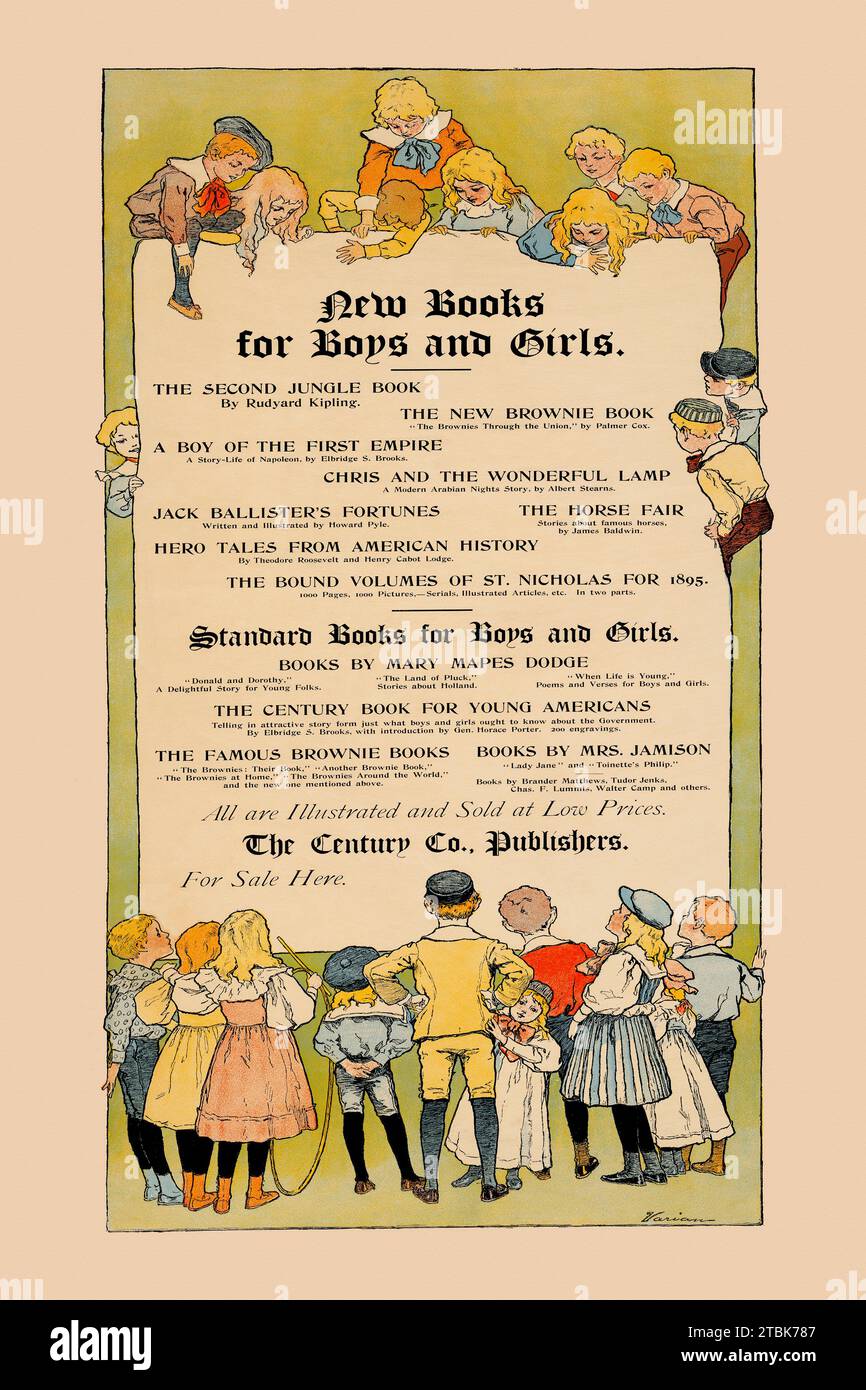 Poster shows an illustration of children gathered around a list of ...