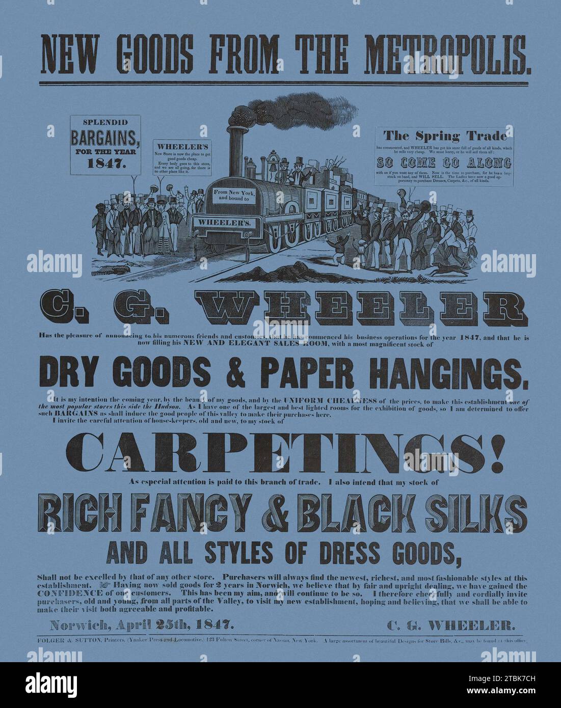 Advertising broadside for dry goods. Issued by the C. G. Wheeler ...