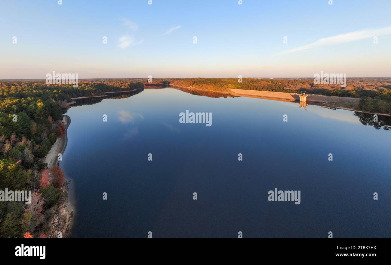 Fall Foliage at Falls Lake, Raleigh NC - Drone Stock Photo - Alamy