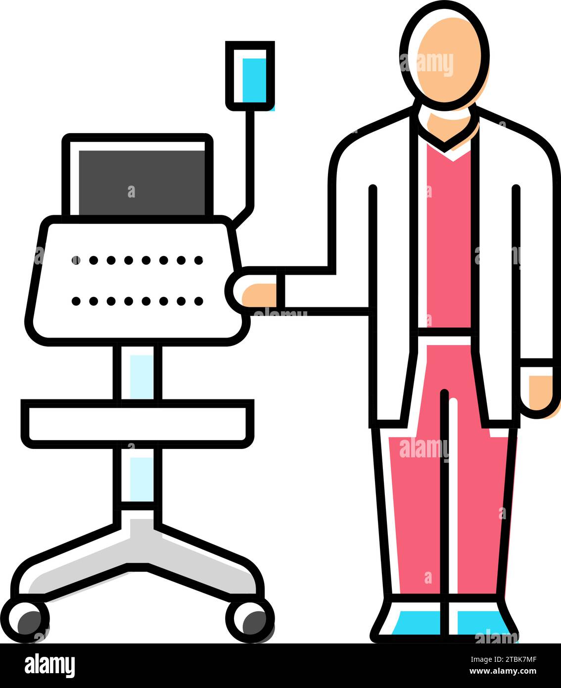 ekg technician heart monitor color icon vector illustration Stock ...