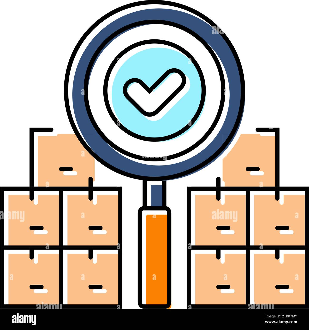 cargo inspection autonomous delivery color icon vector illustration ...