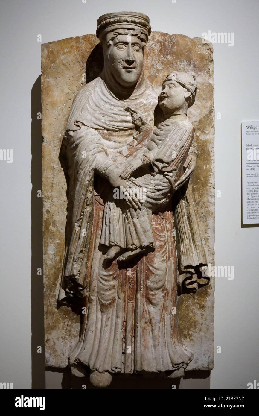 Italy Modena Galleria Estense Wiligelmo - Madonna with child Stock ...