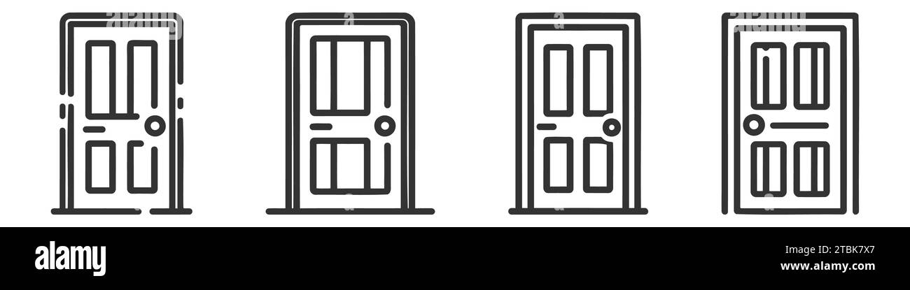 Door Icon set, pack, collection in trendy flat style isolated on white ...