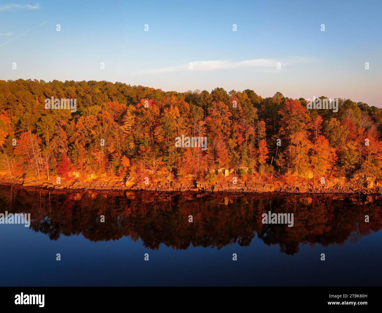 Fall Foliage at Falls Lake, Raleigh NC - Drone Stock Photo - Alamy