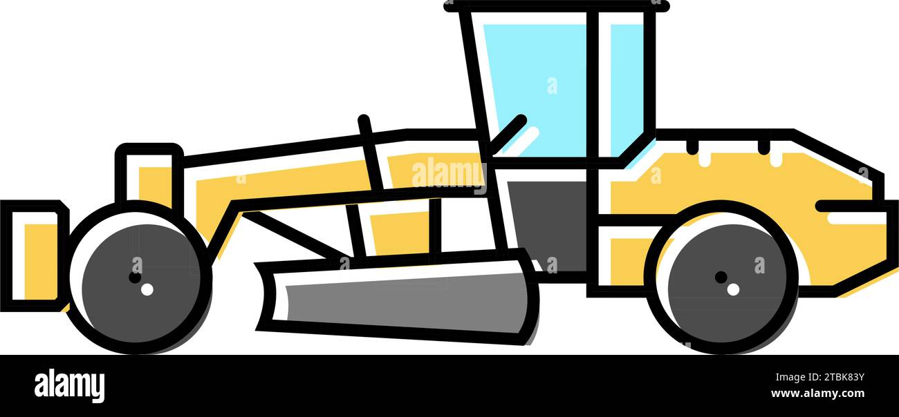grader machine construction vehicle color icon vector illustration ...