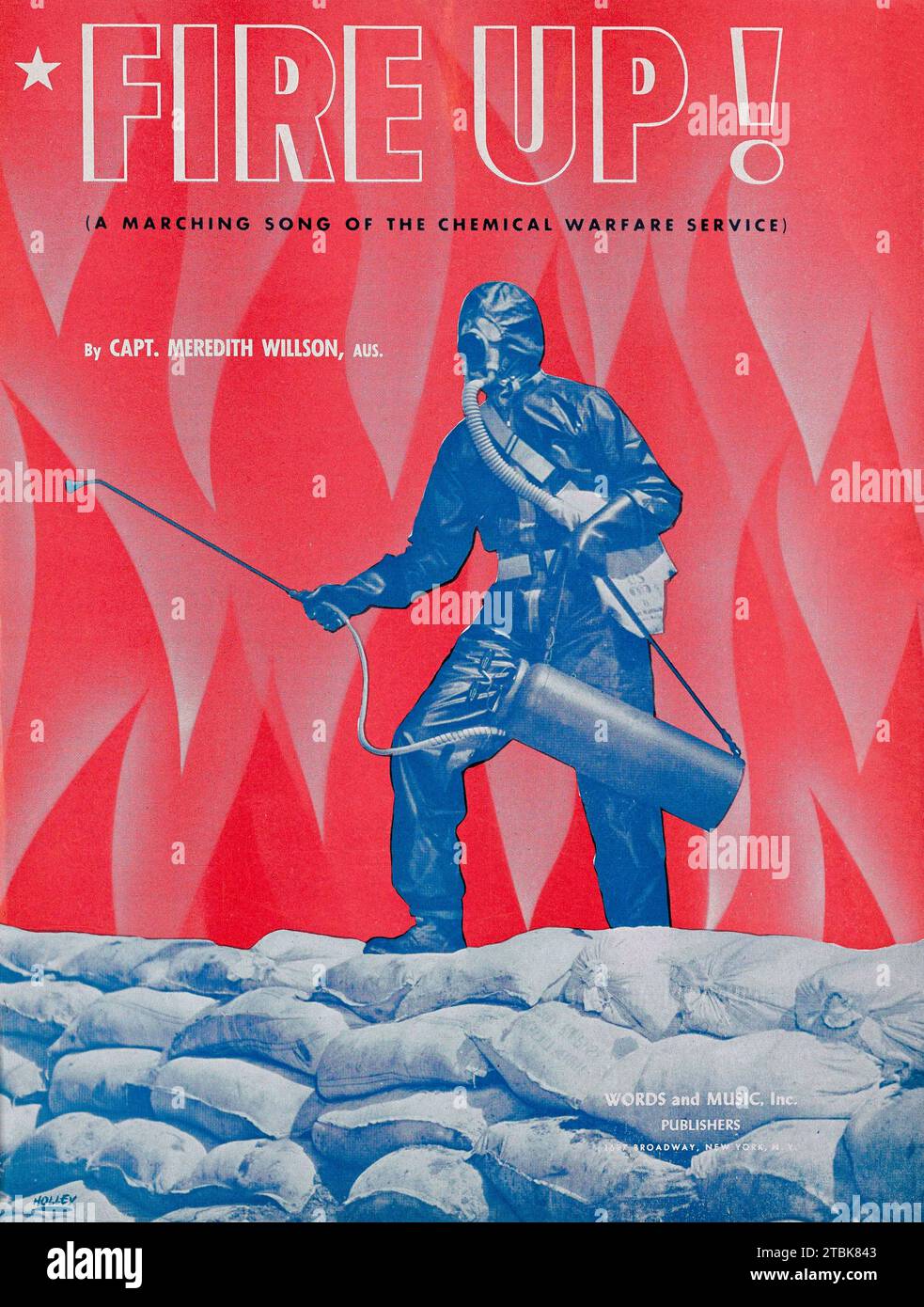 "Cover art to sheet music of ""a marching song of the chemical warfare ...