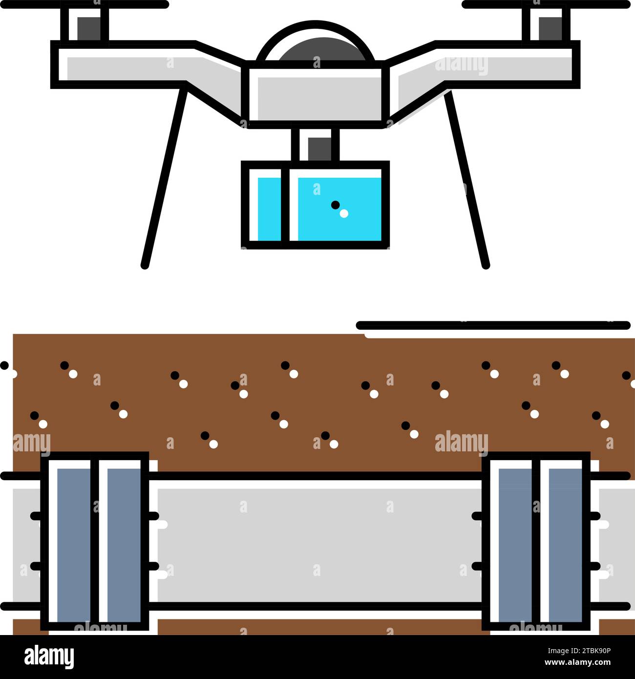 Pipeline Inspection Drone Color Icon Vector Illustration Stock Vector