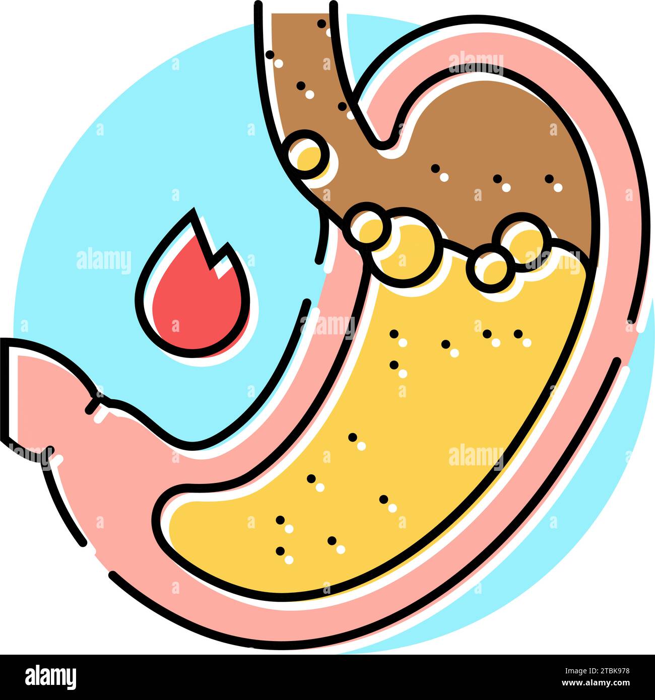 persistent heartburn disease symptom color icon vector illustration ...