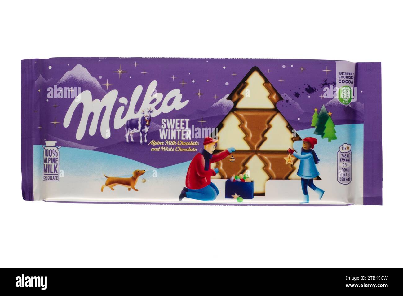 bar of milka special edition sweet winter milk chocolate cut out on ...