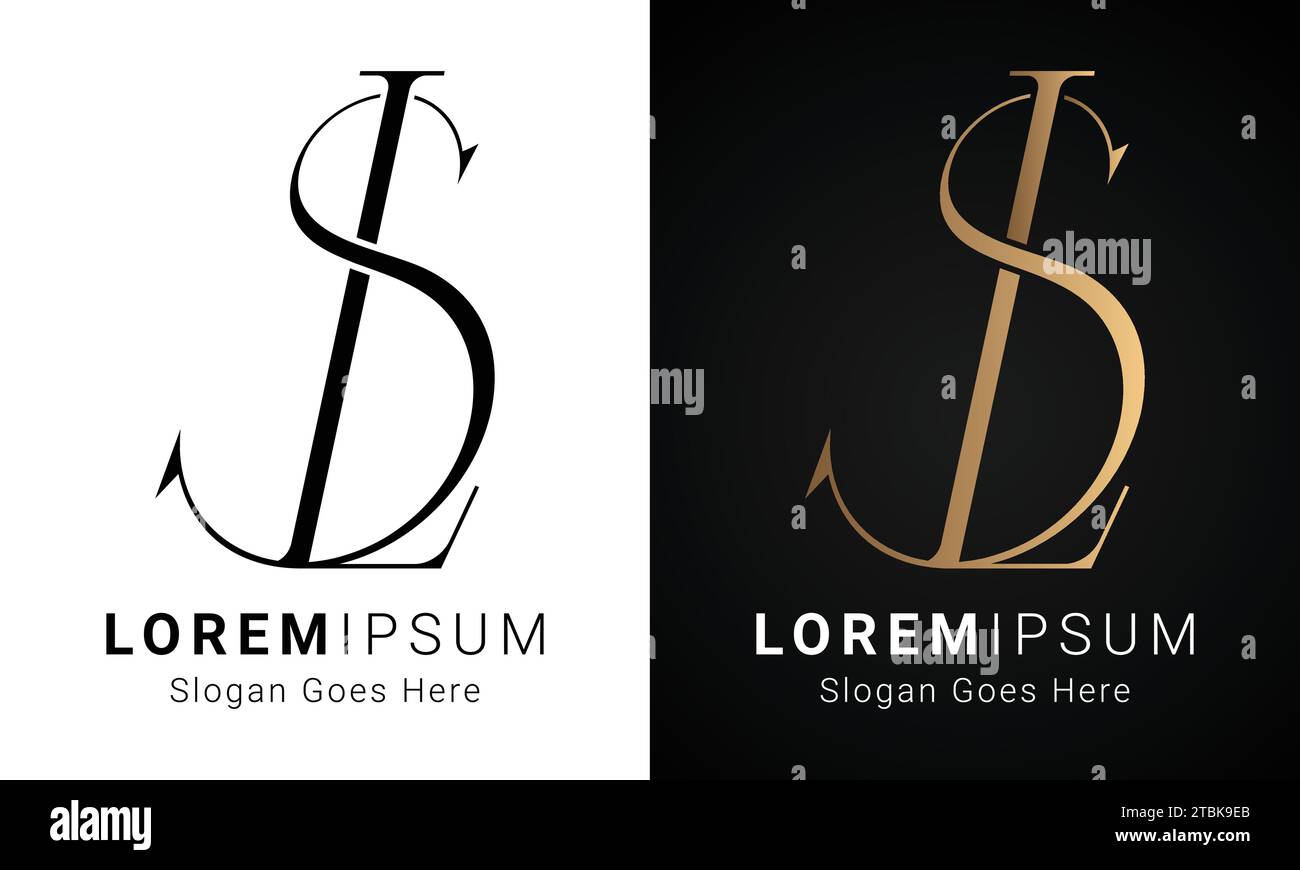 Luxury Initial SL or LS Monogram Text Letter Logo Design Stock Vector ...