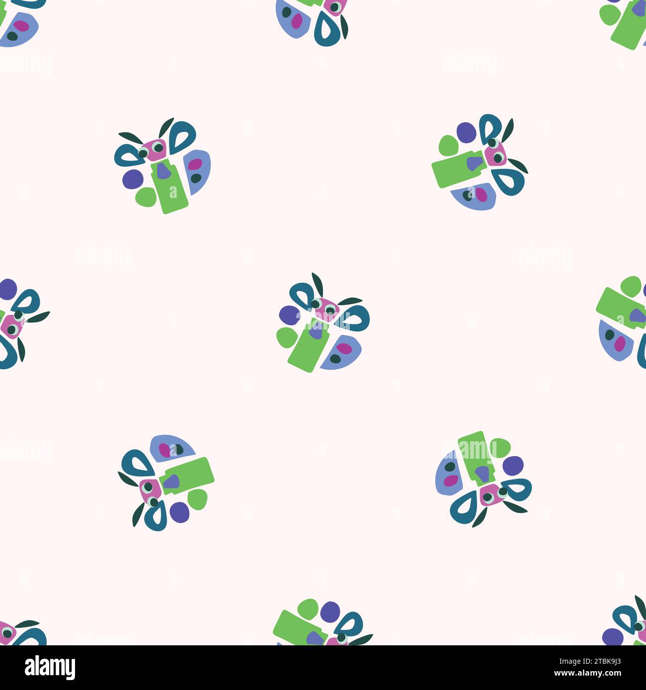 Cute kids blob monster graphic design doodle seamless vector pattern ...