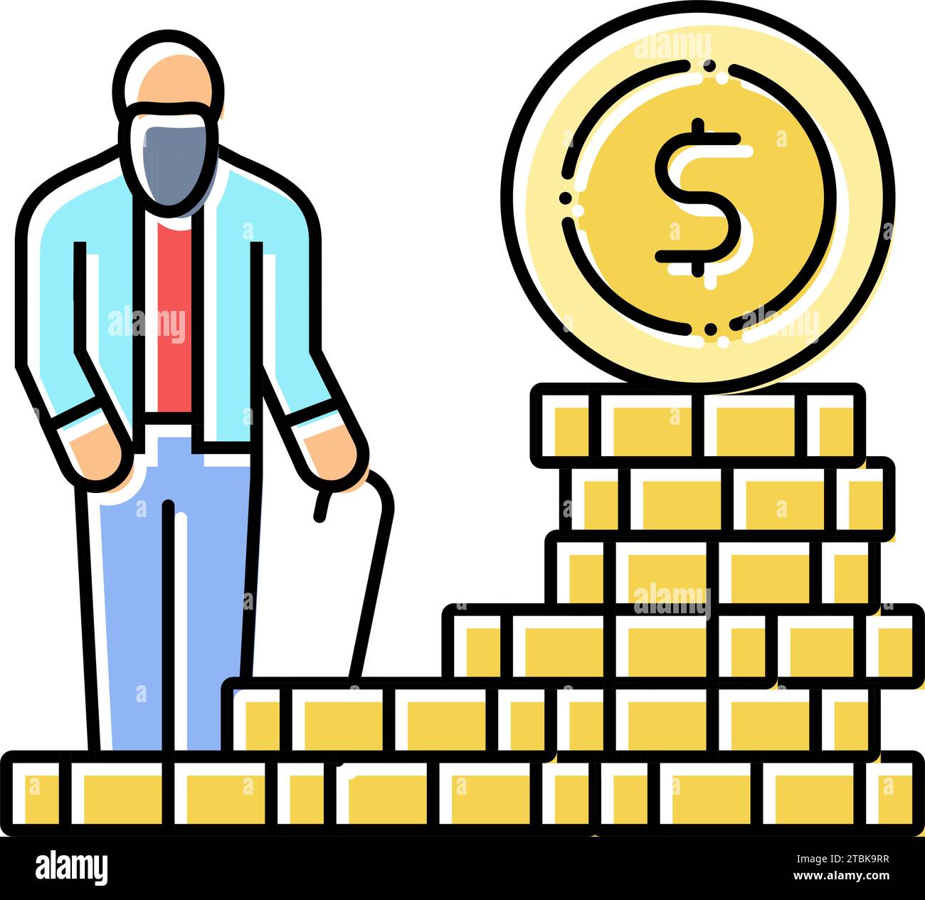 retirement planning financial advisor color icon vector illustration ...