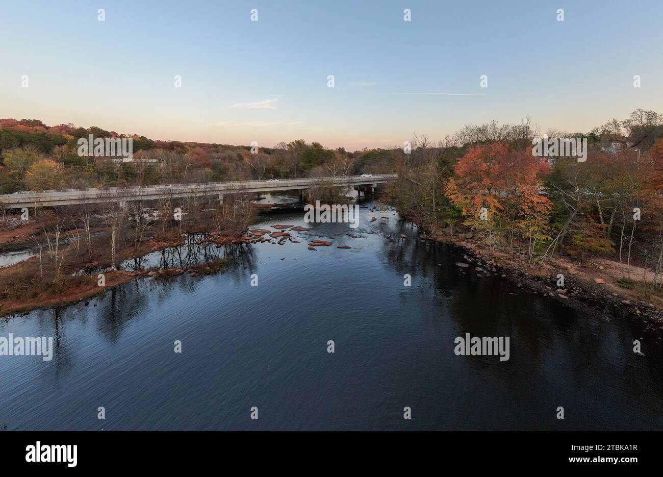 Fall Foliage at Falls Lake, Raleigh NC - Drone Stock Photo - Alamy