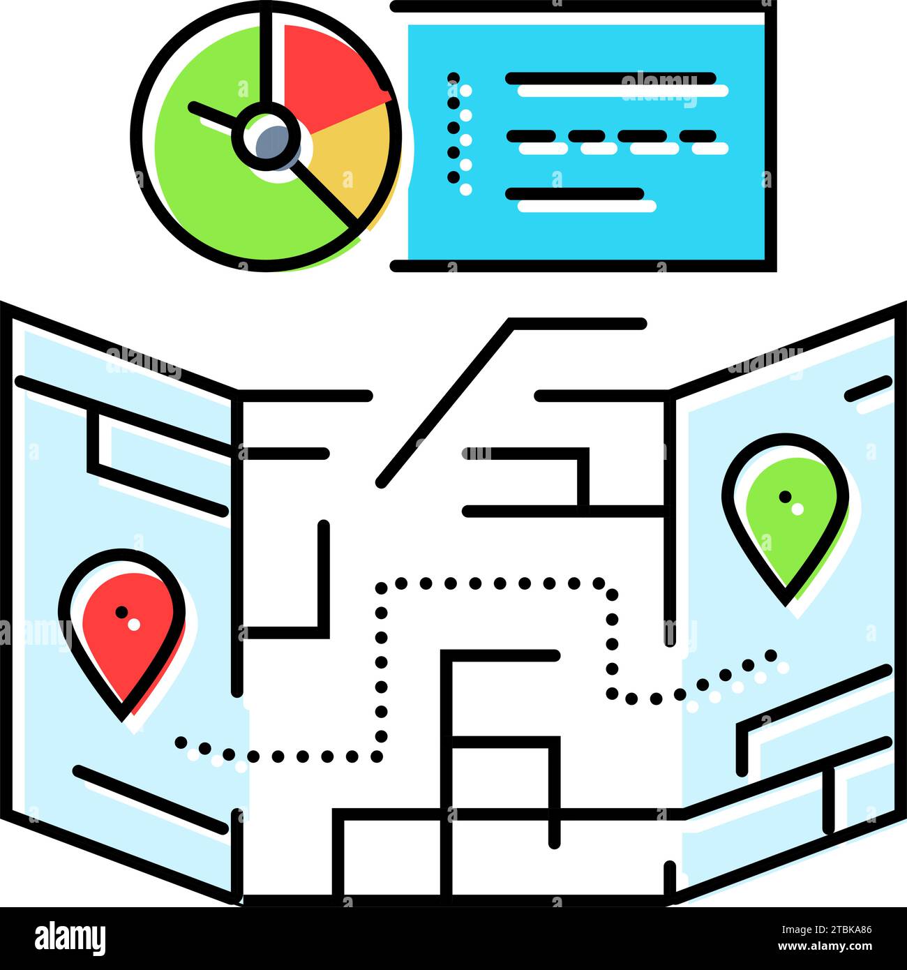 route optimization logistic manager color icon vector illustration ...