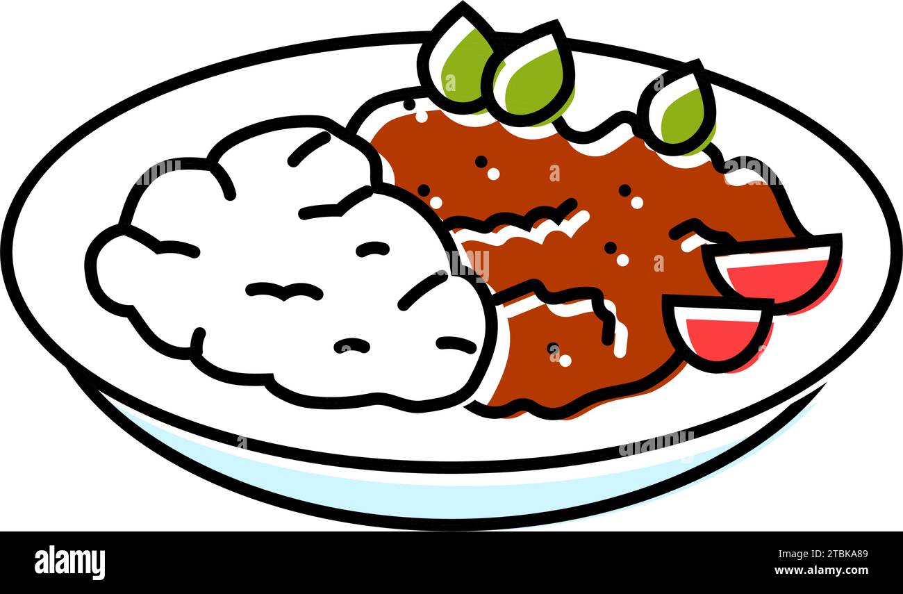 iskender kebab turkish cuisine color icon vector illustration Stock ...