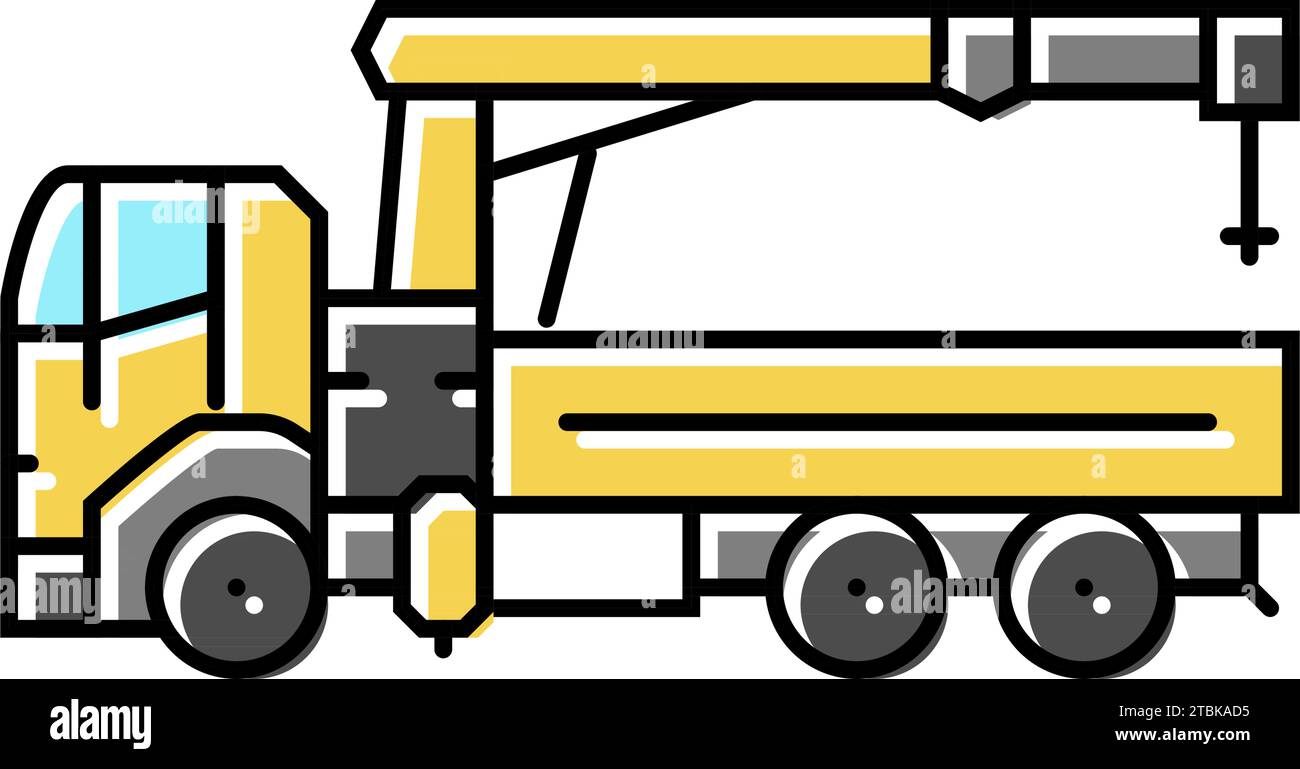 boom truck construction vehicle color icon vector illustration Stock ...