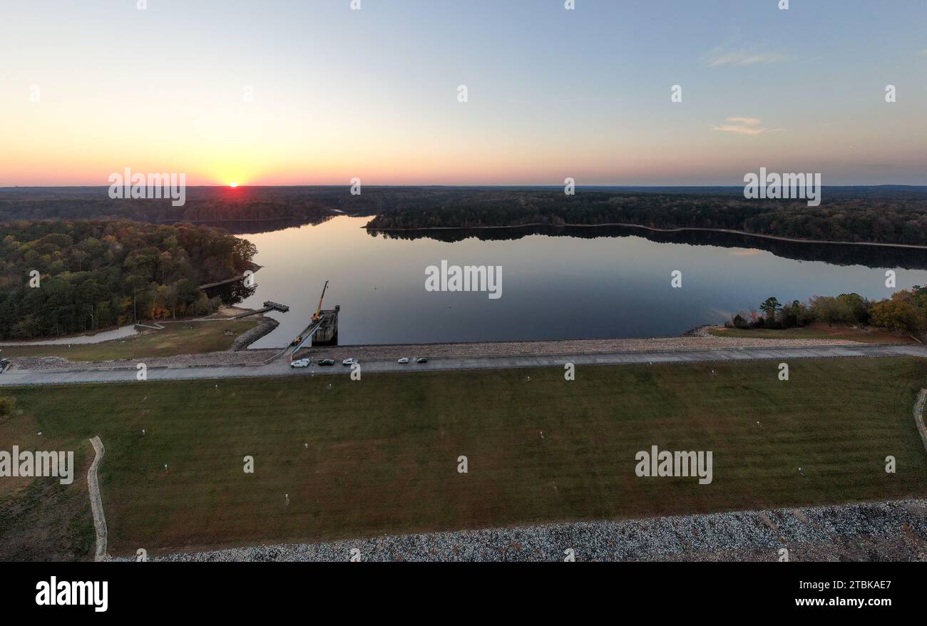 Fall Foliage at Falls Lake, Raleigh NC - Drone Stock Photo - Alamy