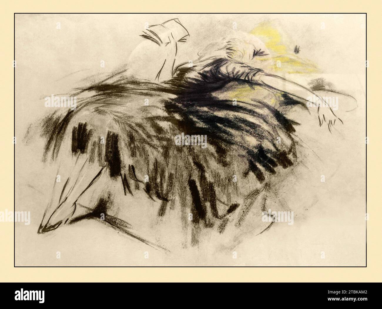 Charcoal Drawing of Reclining Woman Reading Stock Photo - Alamy