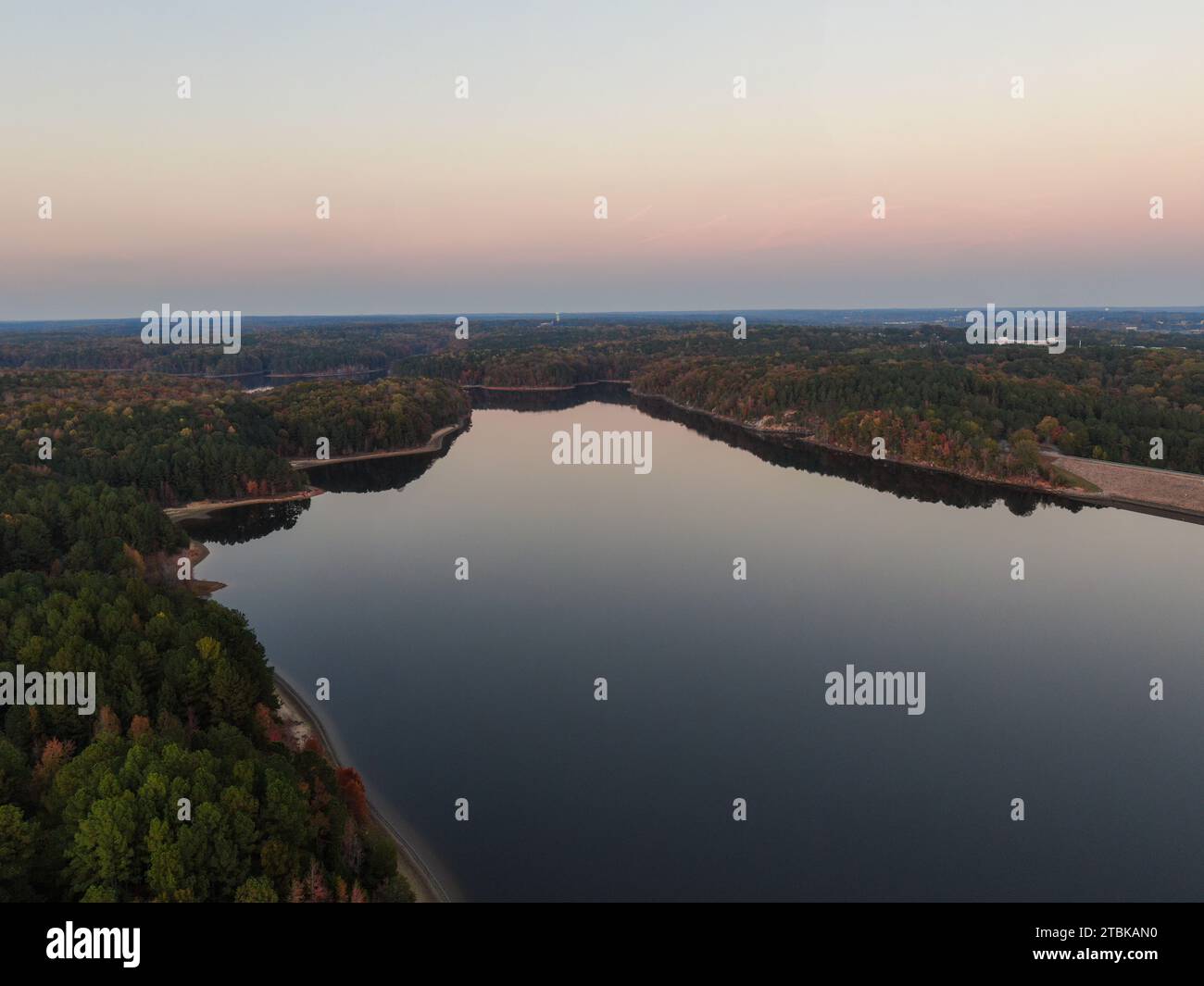 Fall Foliage at Falls Lake, Raleigh NC - Drone Stock Photo - Alamy