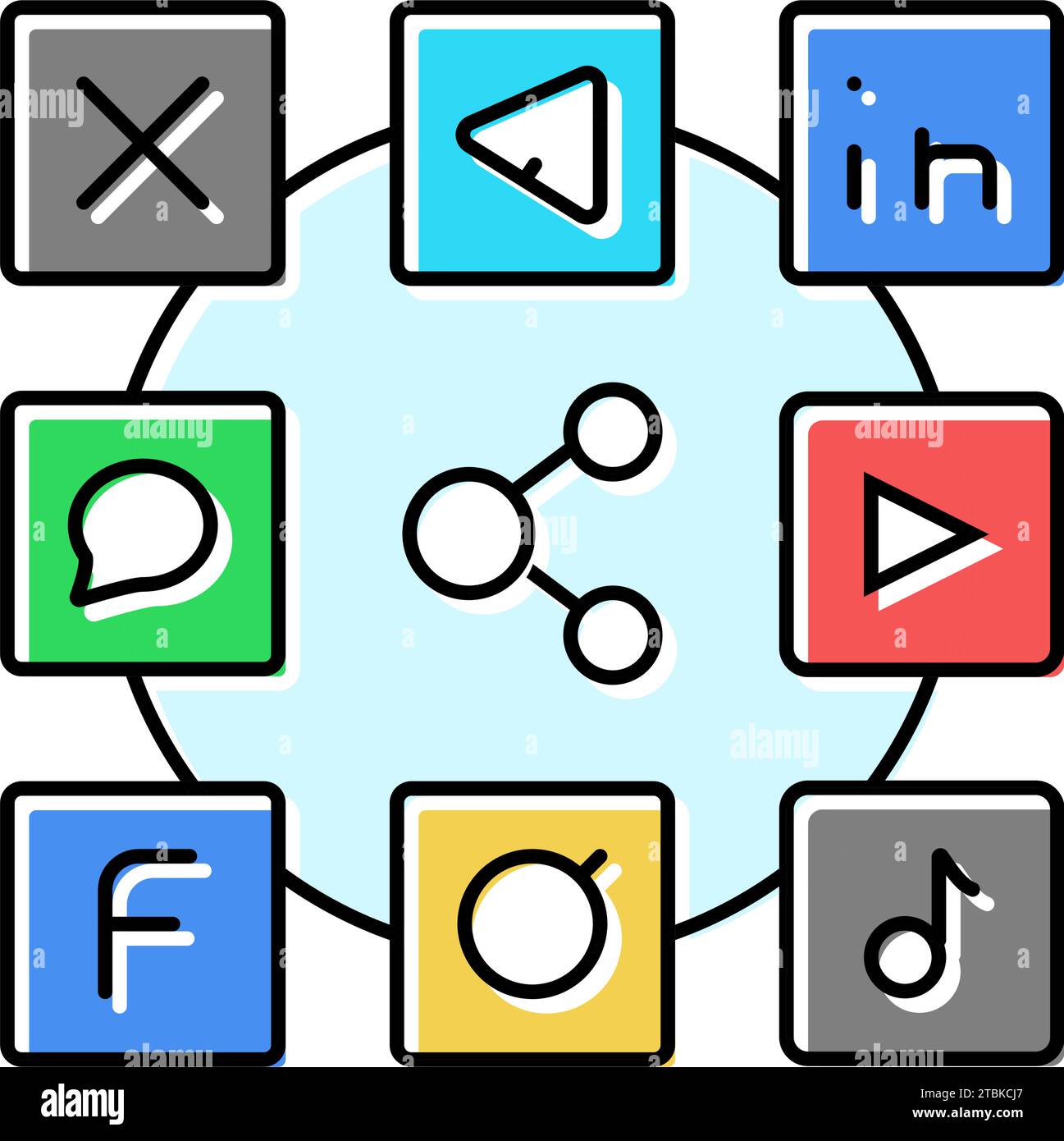 social media icons color icon vector illustration Stock Vector Image ...