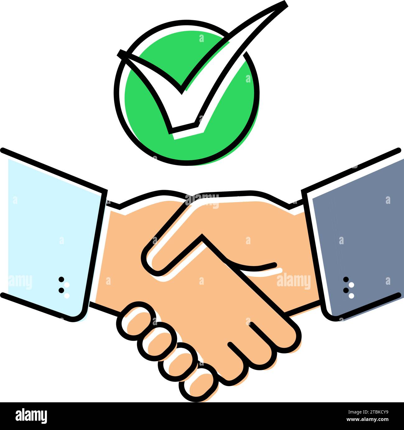 handshake check mark color icon vector illustration Stock Vector Image ...