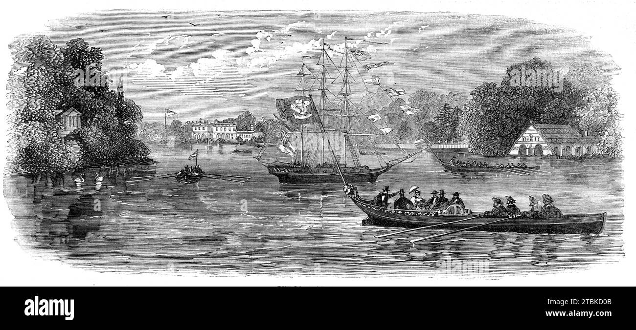 The Lake at Clumber, 1861. Grounds of a stately home in Nottinghamshire ...